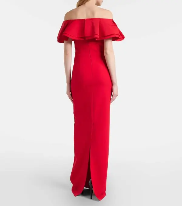 Safiyaa Ryan Ruffled Off-shoulder Crêpe Gown