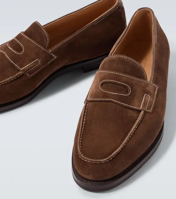 John Lobb Lopez Suede Penny Loafers - Brown
