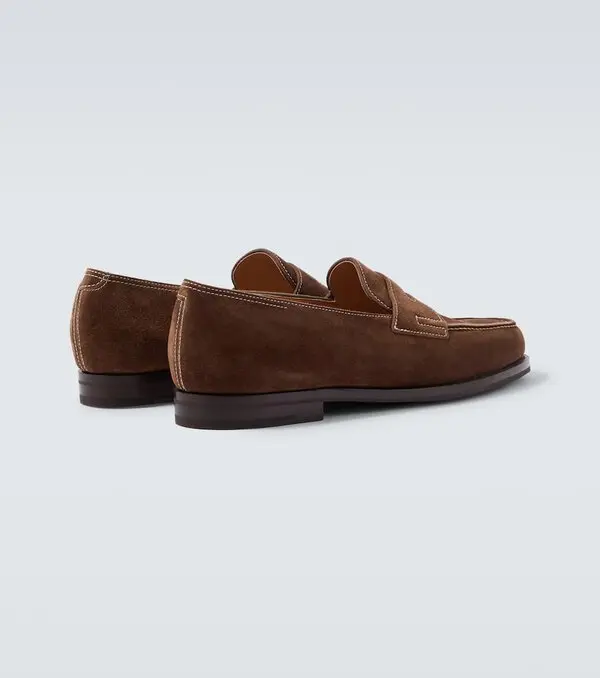 John Lobb Lopez Suede Penny Loafers - Brown