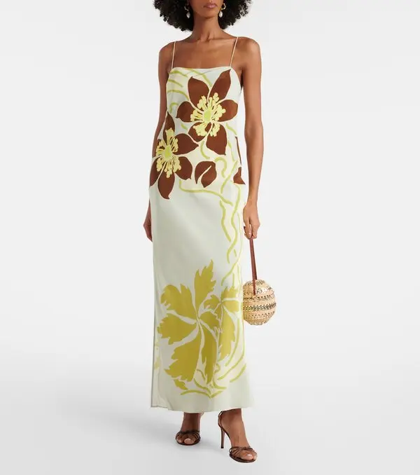 SIR. Amaia Floral Silk Crêpe Slip Dress - Green
