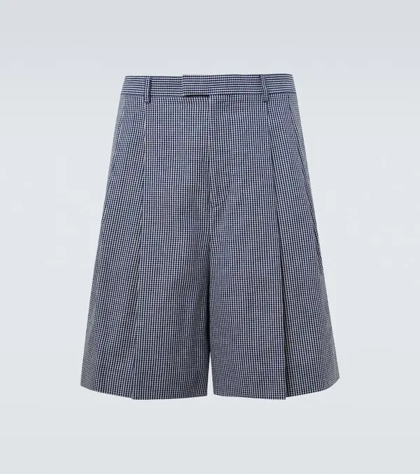 Givenchy Checked Cotton Bermuda Shorts - Blue