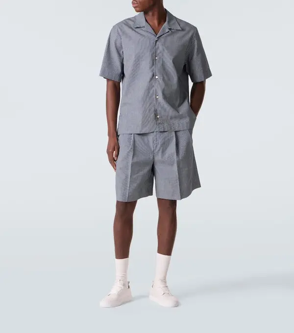 Givenchy Checked Cotton Bermuda Shorts - Blue