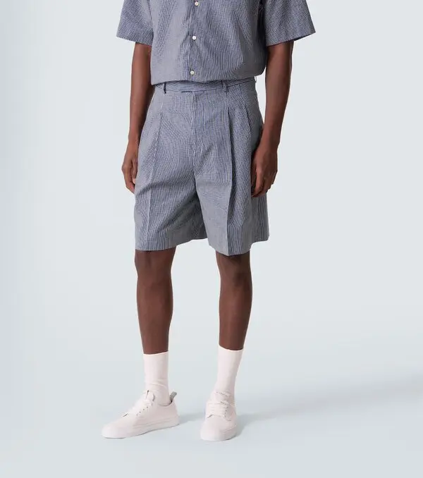 Givenchy Checked Cotton Bermuda Shorts - Blue