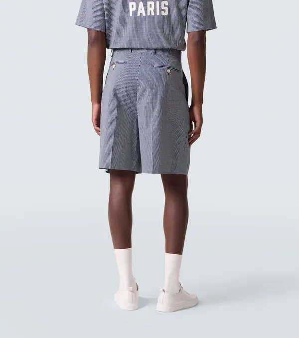 Givenchy Checked Cotton Bermuda Shorts - Blue