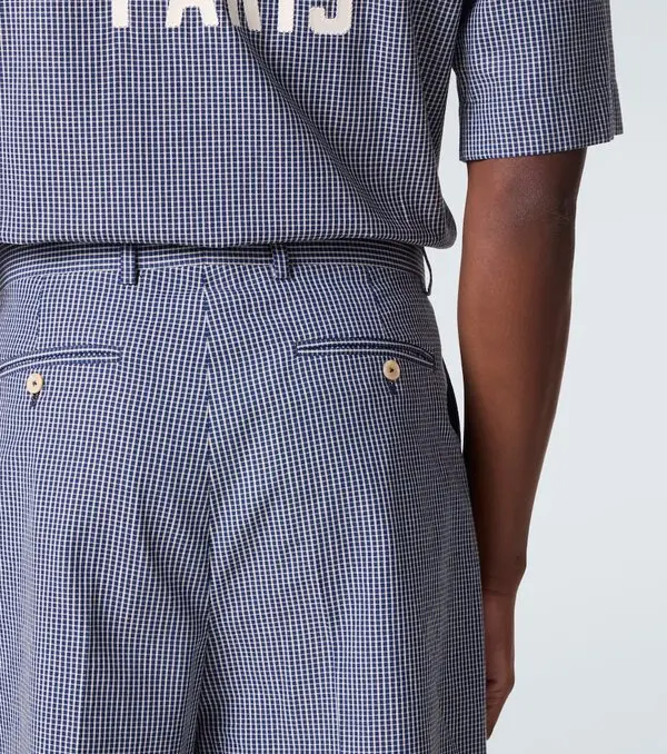 Givenchy Checked Cotton Bermuda Shorts - Blue