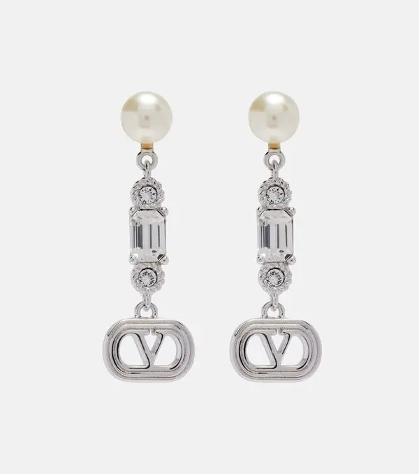 Valentino Garavani Vlogo Swarovski Drop Earrings - Silver