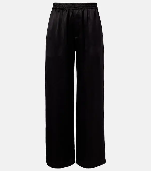 Saint Laurent Silk Satin Straight Pants - Black