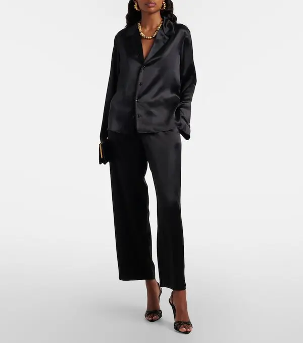 Saint Laurent Silk Satin Straight Pants