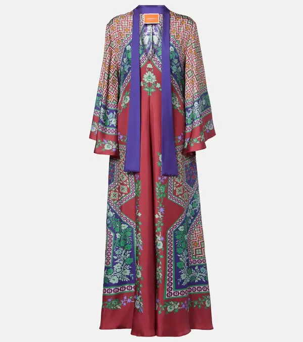 La DoubleJ Magnifico Printed Silk Maxi Dress - Multicoloured