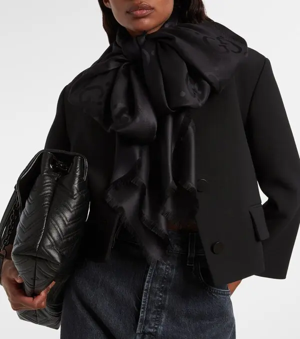 Gucci Gg Silk And Wool Jacquard Scarf
