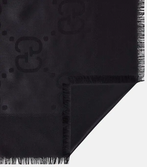 Gucci Gg Silk And Wool Jacquard Scarf
