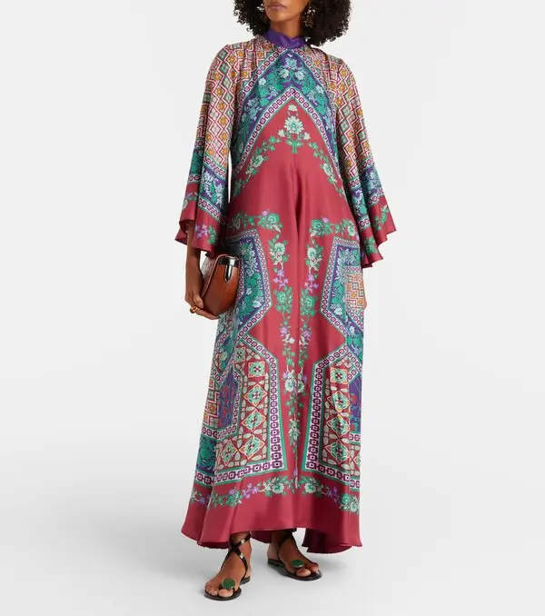 La DoubleJ Magnifico Printed Silk Maxi Dress - Multicoloured