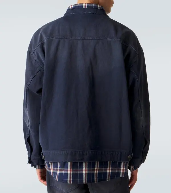 Balenciaga Checked Layered Denim Jacket - Blue