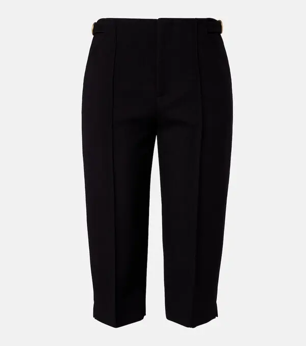 Chloé Virgin Wool Crêpe Capri Pants - Black