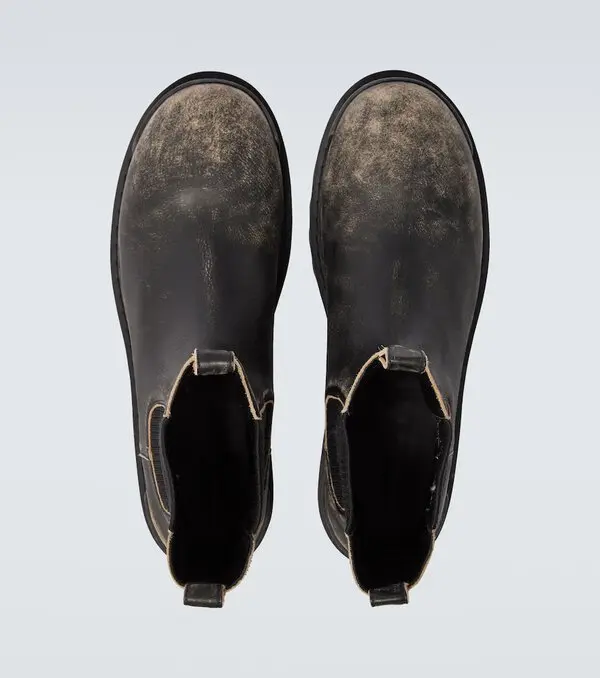 Balenciaga Strike Distressed Leather Chelsea Boots