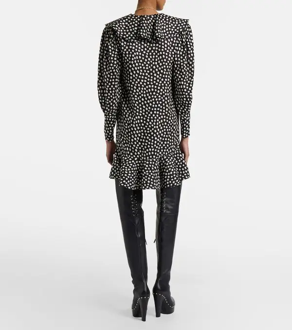 Chloé Polka-dot Silk Jacquard Minidress - Black