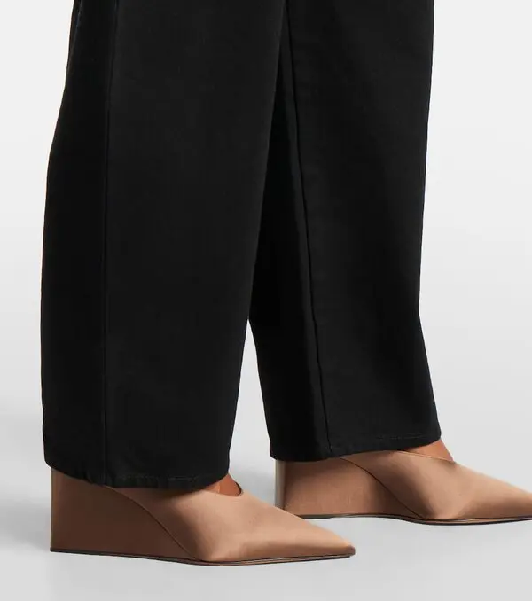Alaïa Cube Satin Wedge Mules