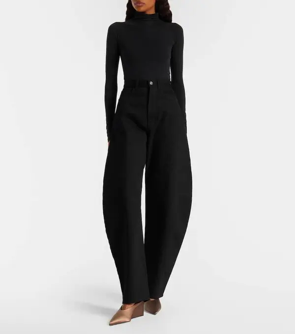 Alaïa Cube Satin Wedge Mules