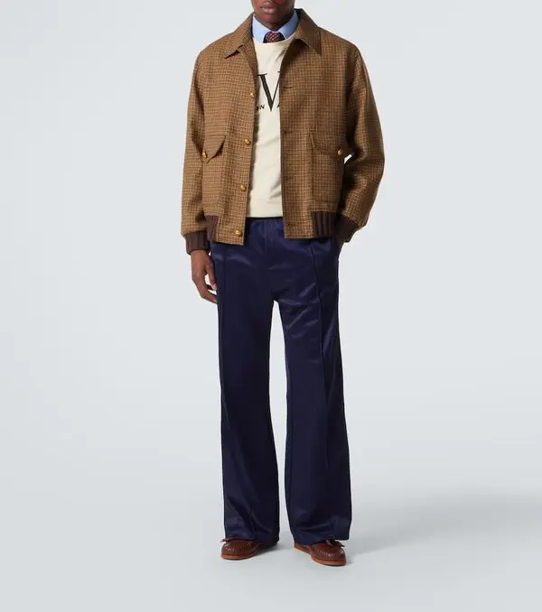 Valentino Garavani Houndstooth Virgin Wool Bomber Jacket