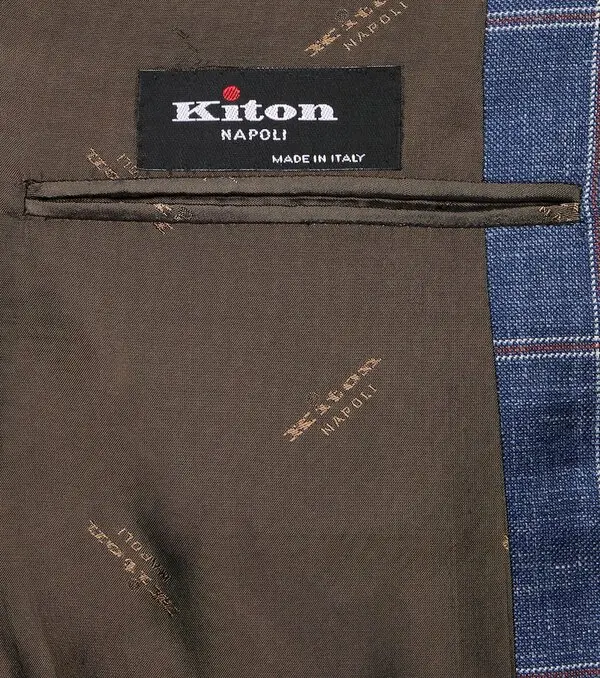 Kiton Checked Cashmere, Wool, Silk, And Linen Blazer