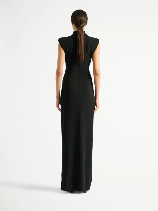 Balmain Long Jersey Dress With Zip Detail - Black