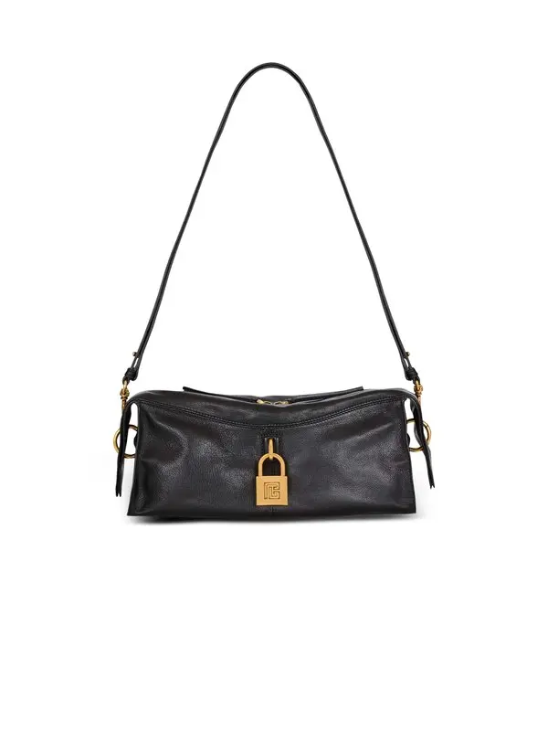 Balmain Pulse Shoulder Bag In Calfskin Leather - Black