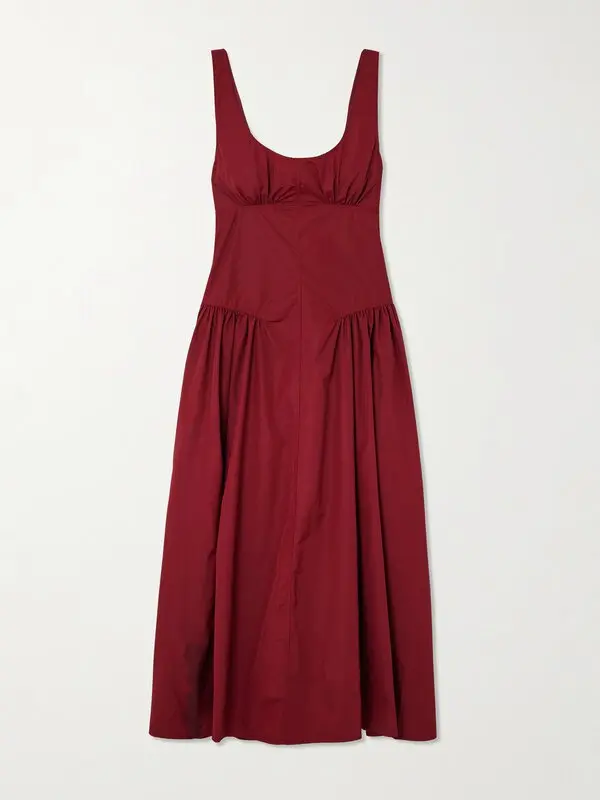 Proenza Schouler White Label Pleated Paneled Shell Midi Dress - Red