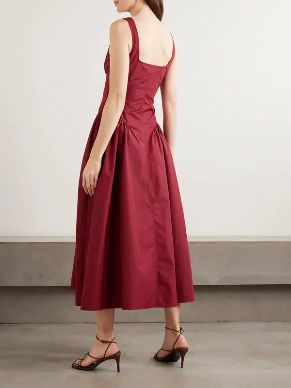 Proenza Schouler White Label Pleated Paneled Shell Midi Dress - Red