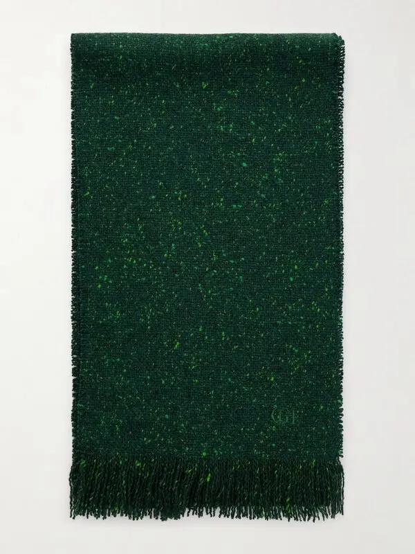Gabriela Hearst Illumina Fringed Wool And Cashmere-blend Scarf - Dark Green
