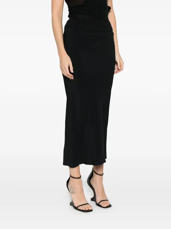 Rick Owens Cotton Blend Midi Skirt - Black