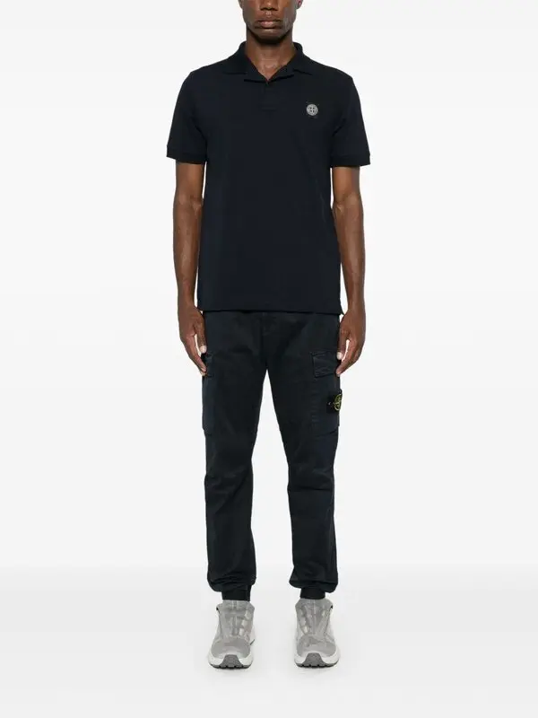 Stone Island Logo Cotton Polo Shirt - Blue