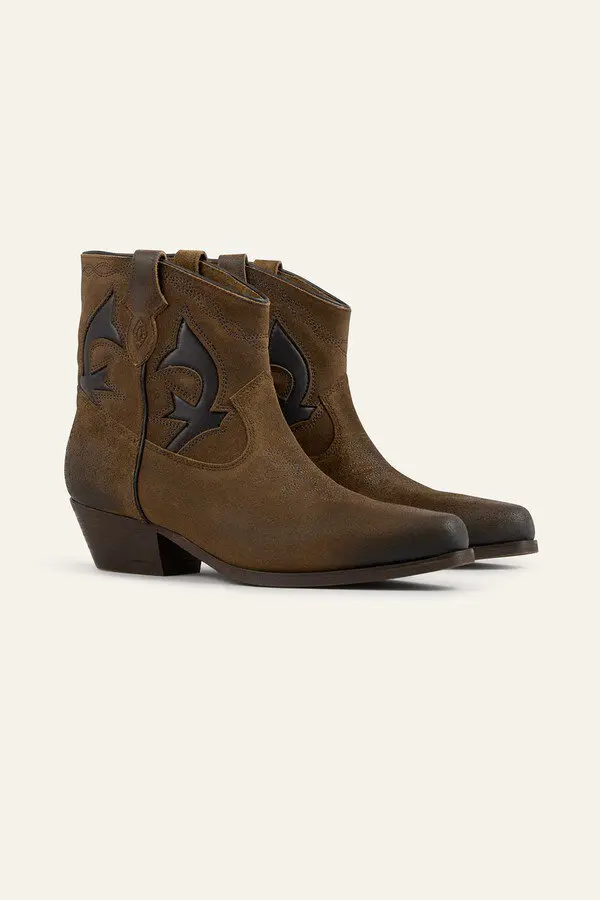 Ba&sh Curtis Suede Cowboy Ankle Boots