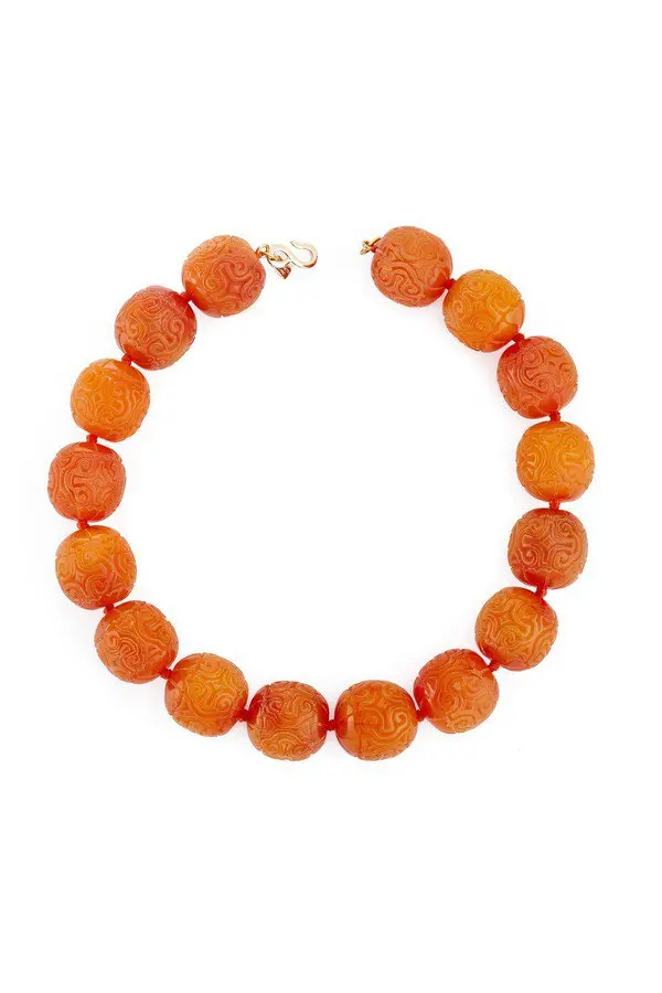 KENNETH JAY LANE Vintage Amber Bead Necklace - Gold