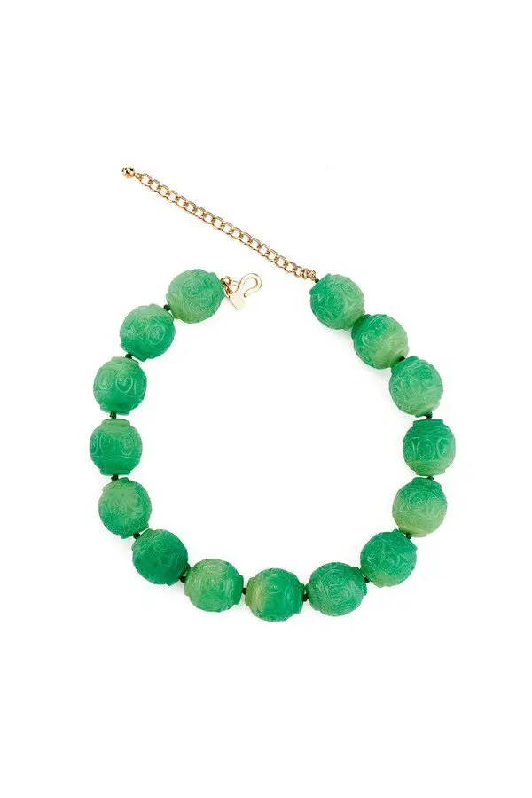 KENNETH JAY LANE Vintage Jade Bead Necklace - Gold