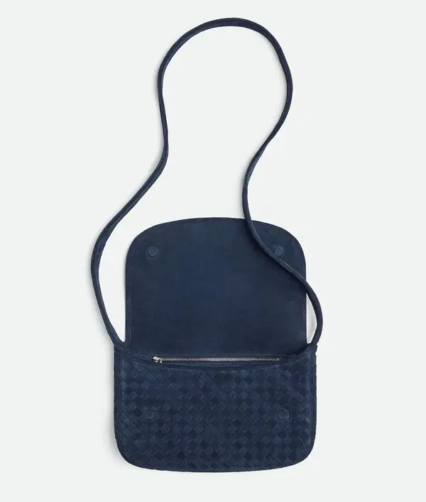 Bottega Veneta Intrecciato Suede Veneto Flap Messenger - Neptune