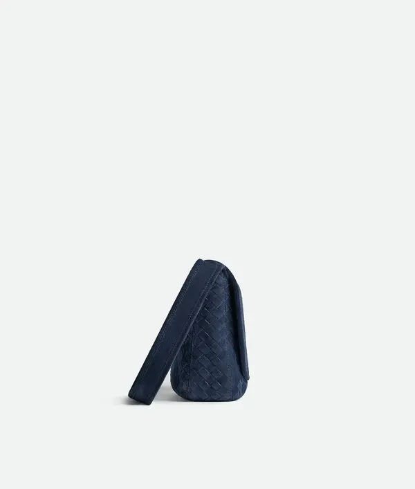 Bottega Veneta Intrecciato Suede Veneto Flap Messenger - Neptune