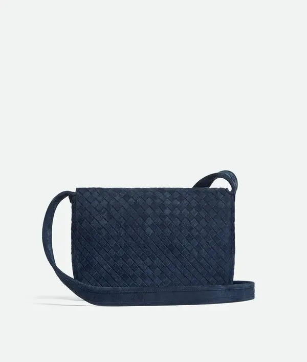 Bottega Veneta Intrecciato Suede Veneto Flap Messenger - Neptune