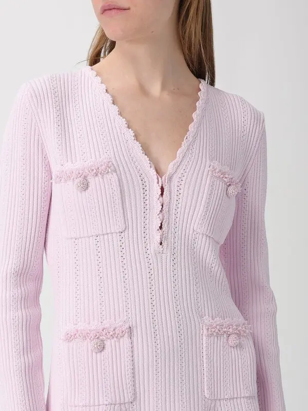 SELF-PORTRAIT Knit Dress With Button Detail And Ruffled Cuffs