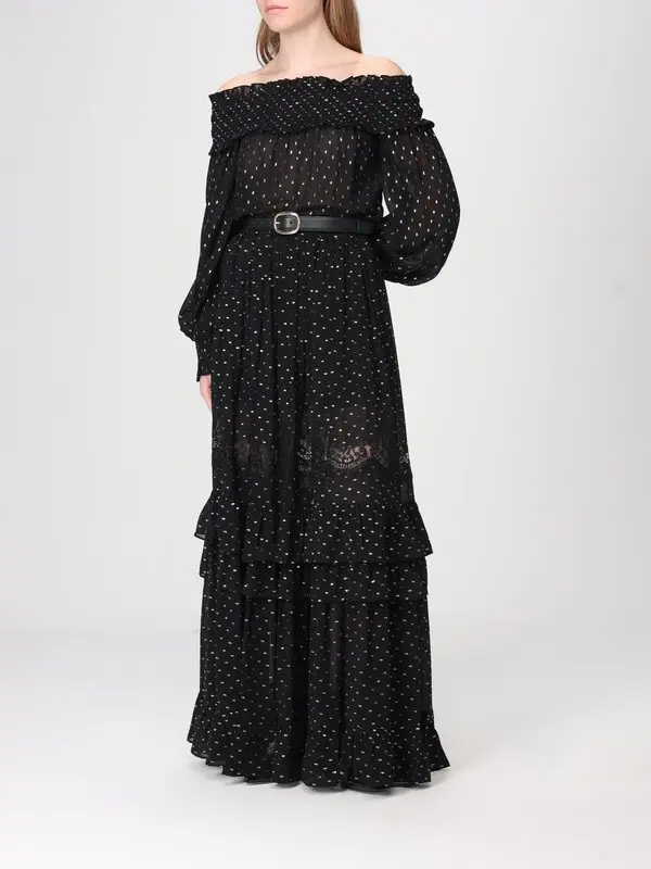 SELF-PORTRAIT Off-the-shoulder Blouse With Metallic Dot Pattern - Black
