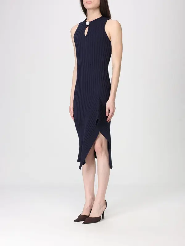 Stella McCartney Ribbed Knit Midi Dress With Keyhole Detail - Ink