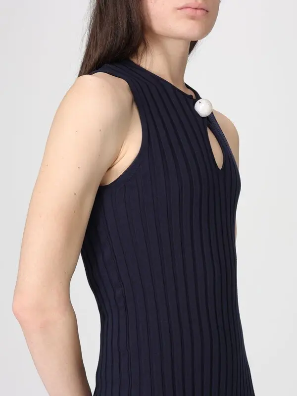 Stella McCartney Ribbed Knit Midi Dress With Keyhole Detail - Ink
