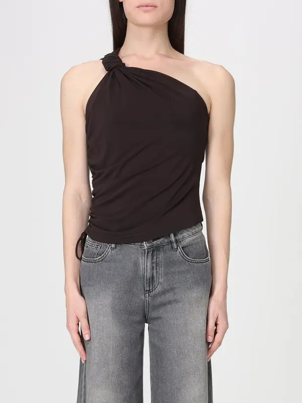 Pinko One Shoulder Top With Draping - Brown