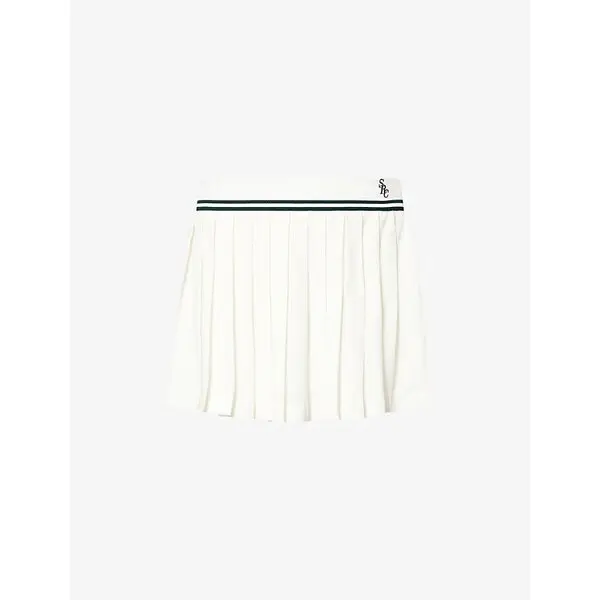 SPORTY & RICH Pleated Mini Skirt - Ecru Forest