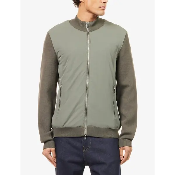 ARNE Hybrid Knitted Shell-woven Bomber Jacket - Olive