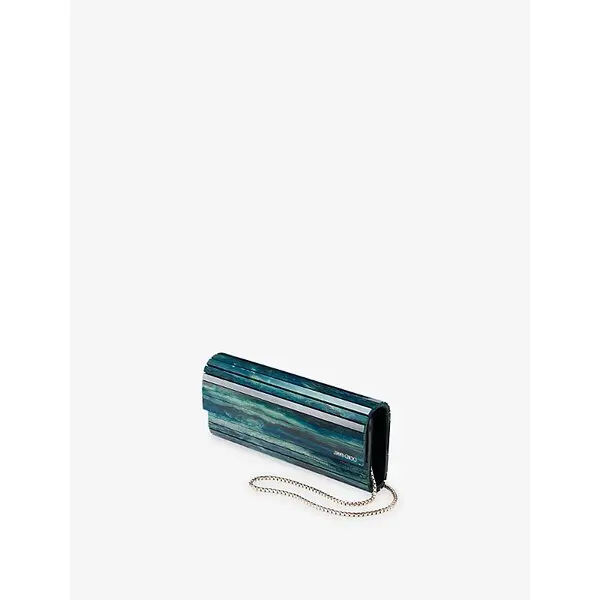 JIMMY CHOO Acrylic Clutch With Chain Strap - Emerald