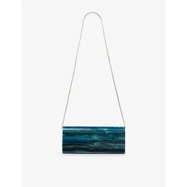 JIMMY CHOO Acrylic Clutch With Chain Strap - Emerald