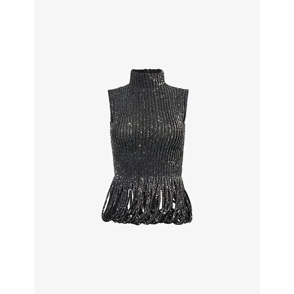 Alaïa Loop-hem Sequin Knit Top
