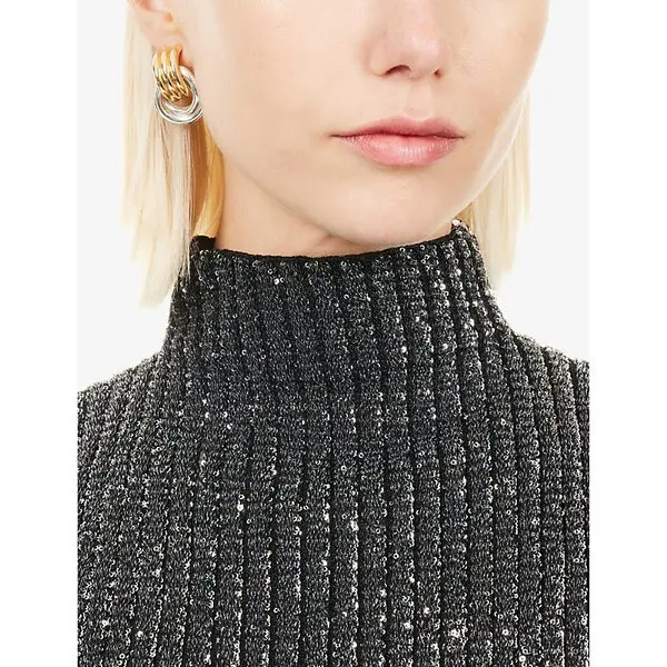 Alaïa Loop-hem Sequin Knit Top