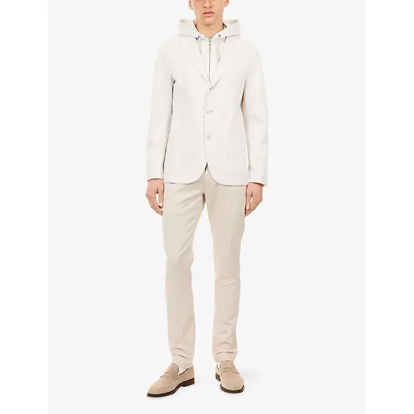 Eleventy Hooded Stretch-cotton Blend Blazer - Sand