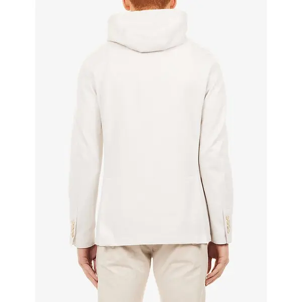 Eleventy Hooded Stretch-cotton Blend Blazer - Sand